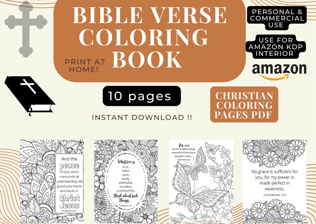 Bible Verse Coloring Pages | Christian Gifts, 10 Page Bundle, Scripture ...