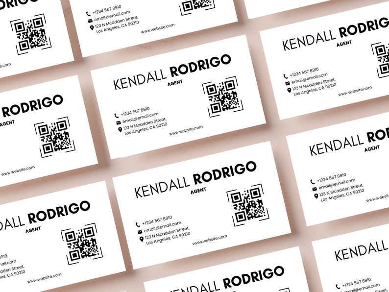 Business Card Template QR Code, Printable Business Card, Editable ...