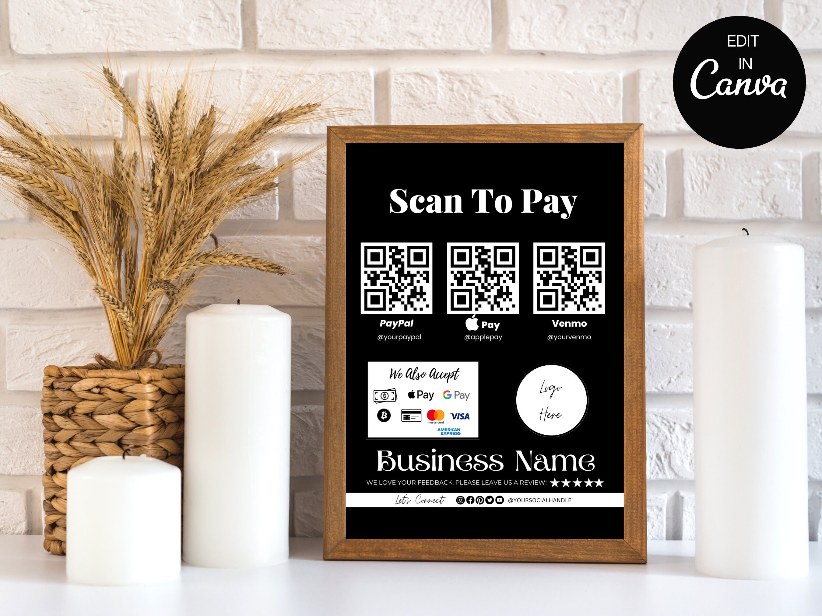 Printable Payment Sign, QR Code Sign Template, Scan to Pay Sign ...