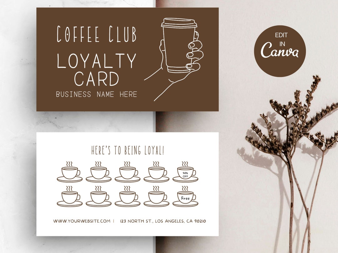 Coffee Shop Loyalty Card, Loyalty Card Template, Customer Loyalty Card ...