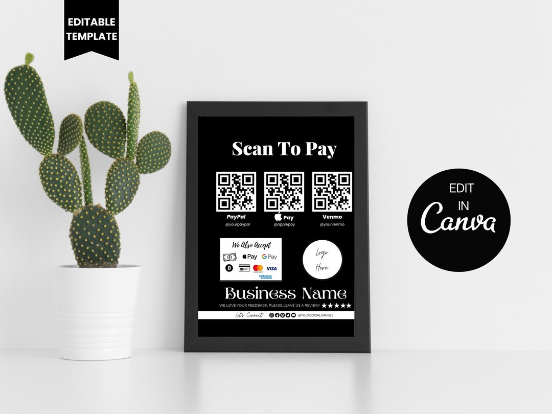 Printable Payment Sign, QR Code Sign Template, Scan to Pay Sign ...