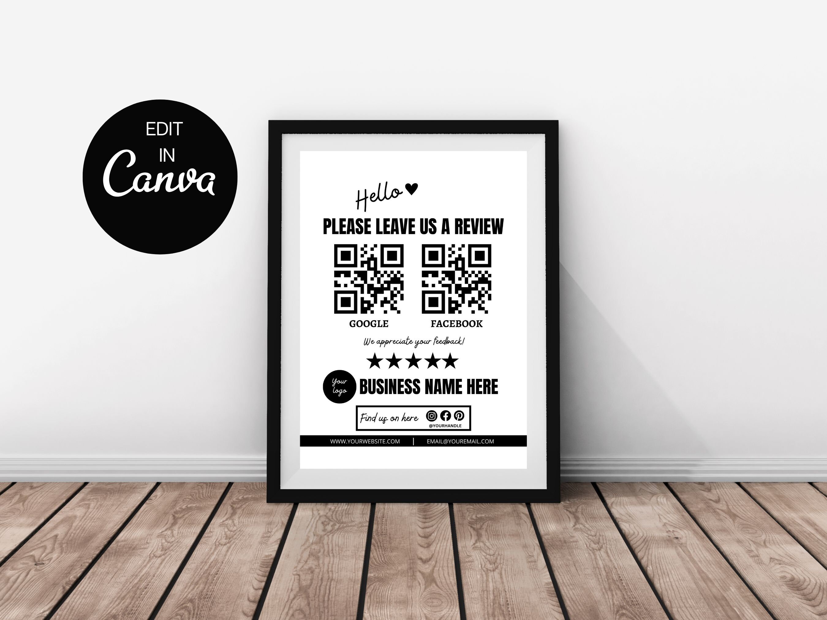 Ask for Review QR Code Sign Template, Google Review Sign, Facebook ...