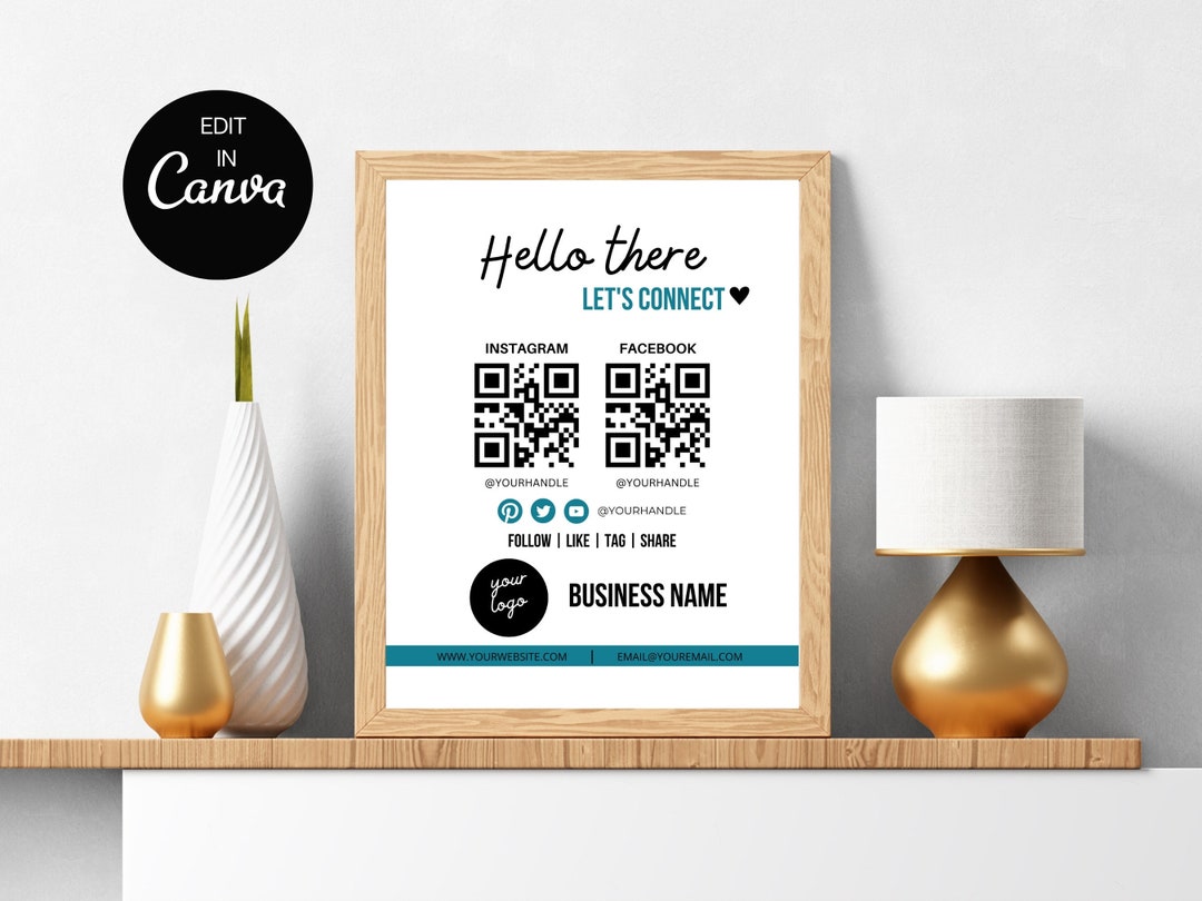 Connect With Us QR Code Sign, Connect With Us Facebook, Follow Us on ...