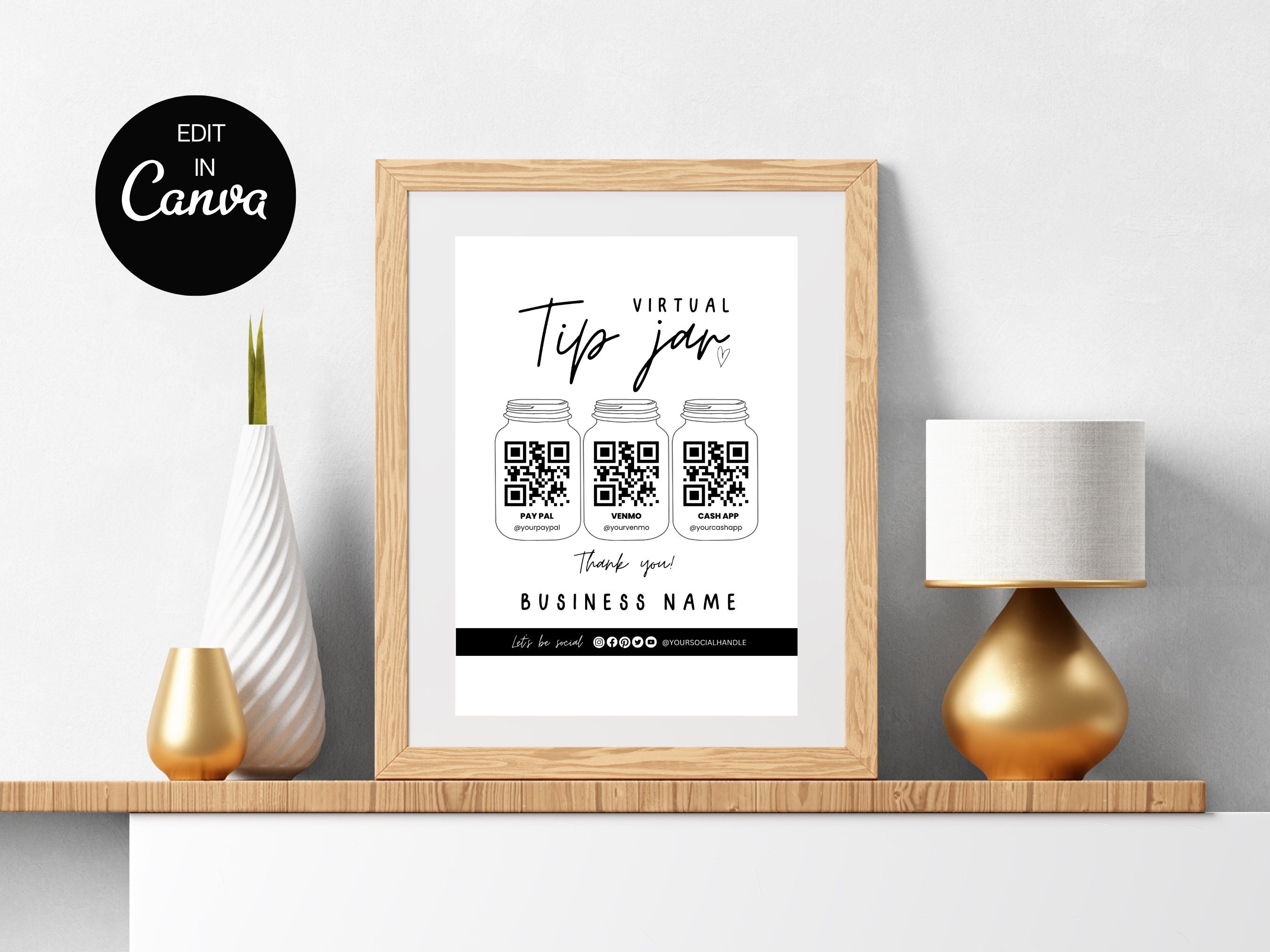 Printable Virtual Tip Jar Venmo Payment Sign, QR Code Sign Template ...