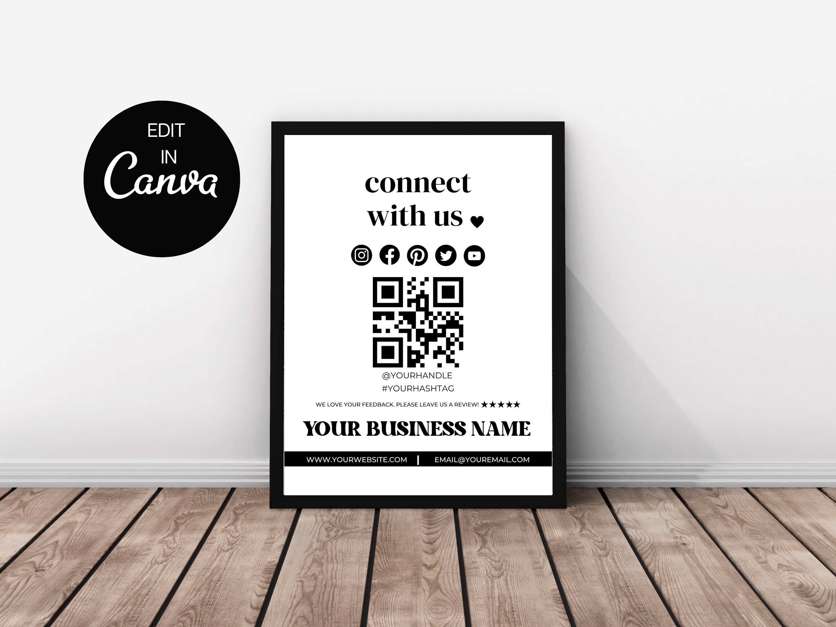 Social Media QR Code Sign Template,let's Connect on Social Media ...