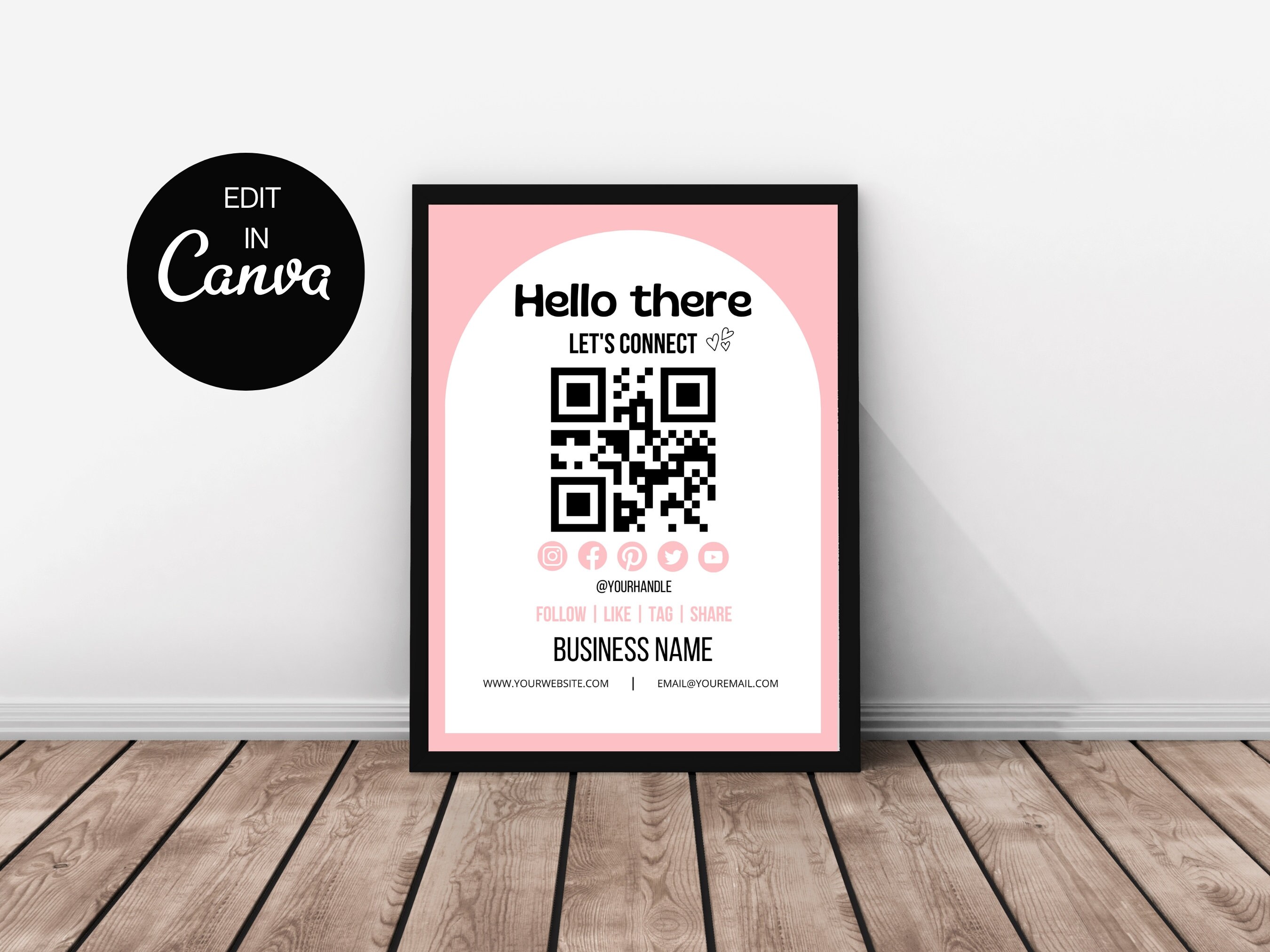 Social Media Sign Template, DIY Follow Us on Social Media, Small ...