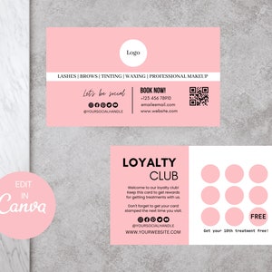 Pink Loyalty Card Template / Modern Rewards Card / Single Sided ...
