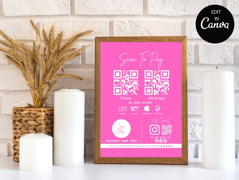 Editable Scan to Pay Sign Printable Scan to Pay Template QR - Etsy