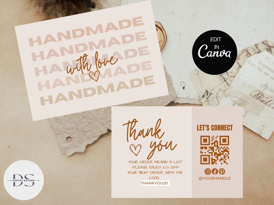 Printable Thank You Card Parcel Insert, Editable Thanks for Your ...