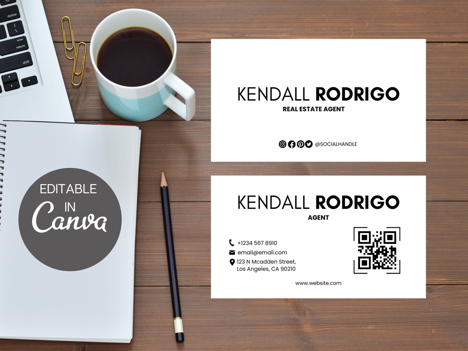 Business Card Template QR Code Printable Business Card - Etsy