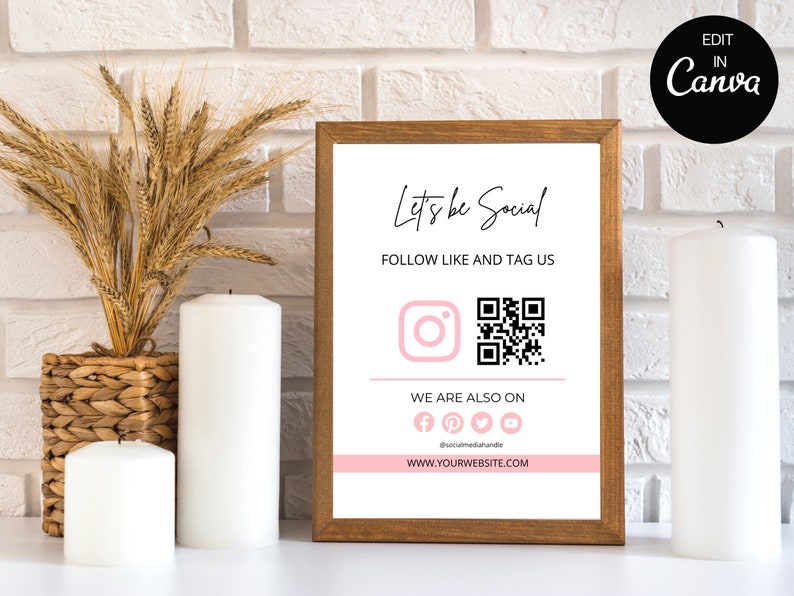 Social Media QR Code Sign Template Editable QR Code Sign - Etsy