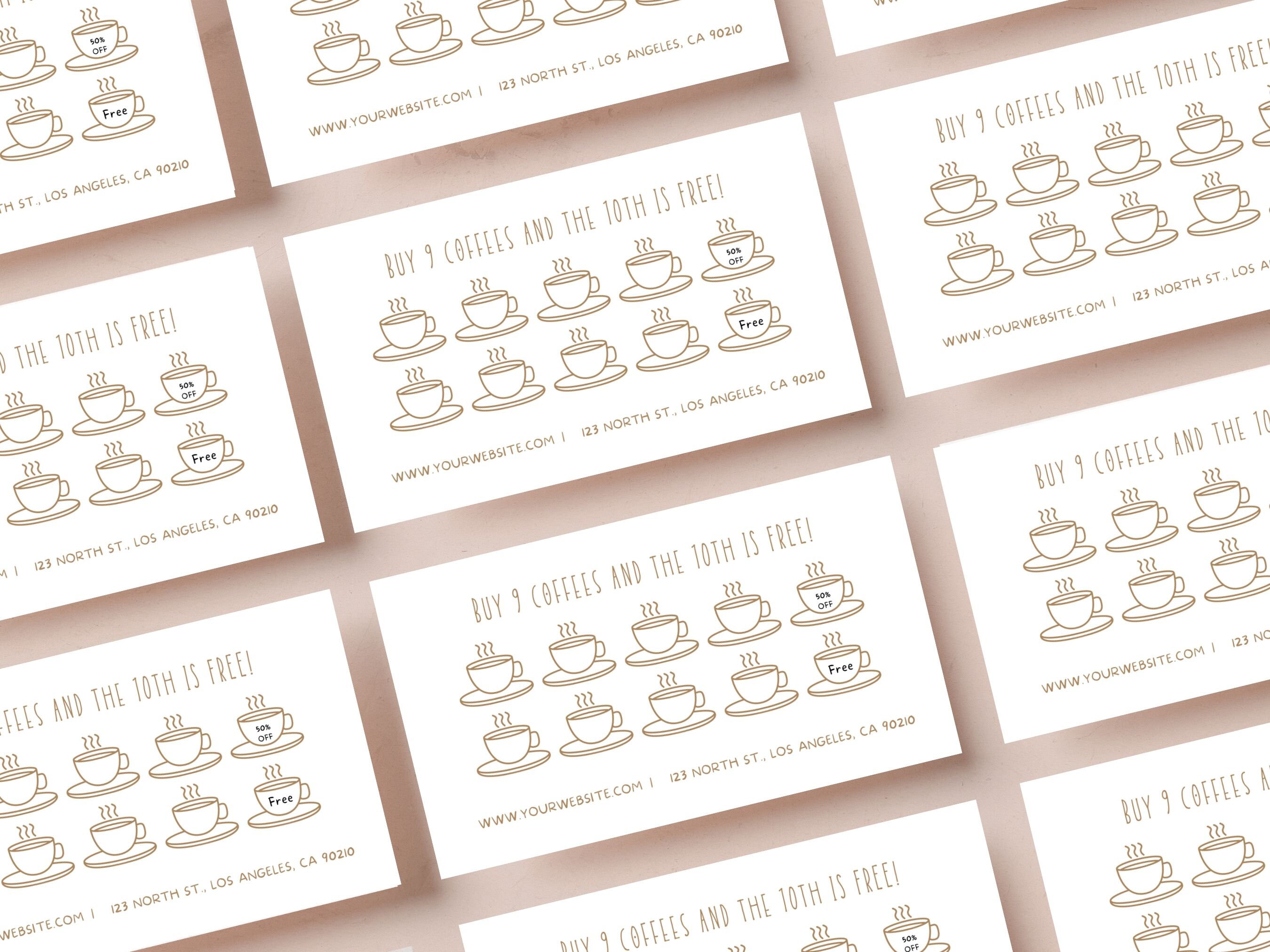 Coffee Loyalty Card Template - Coffee Rewards Card Printable, Cafe ...