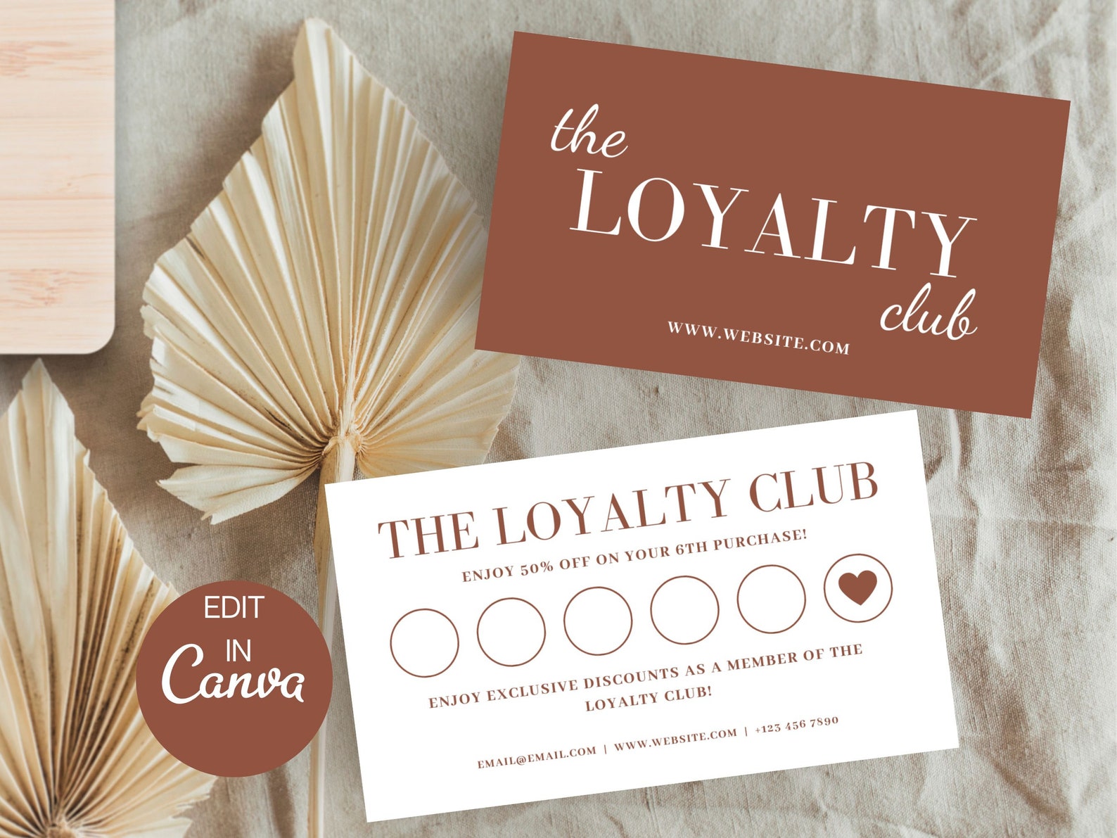 Editable Loyalty Card Template, Boho Loyalty Card, Small Business ...