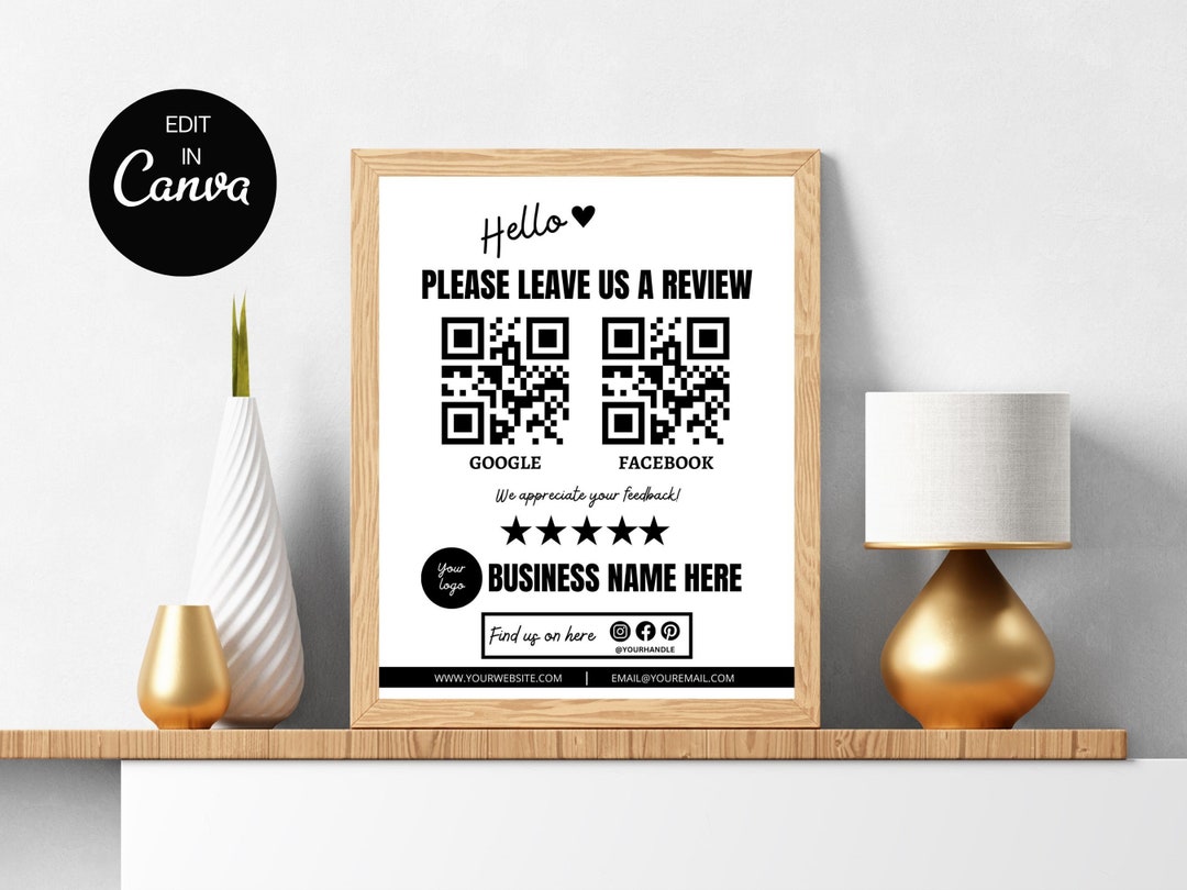 Ask for Review QR Code Sign Template, Google Review Sign, Facebook ...