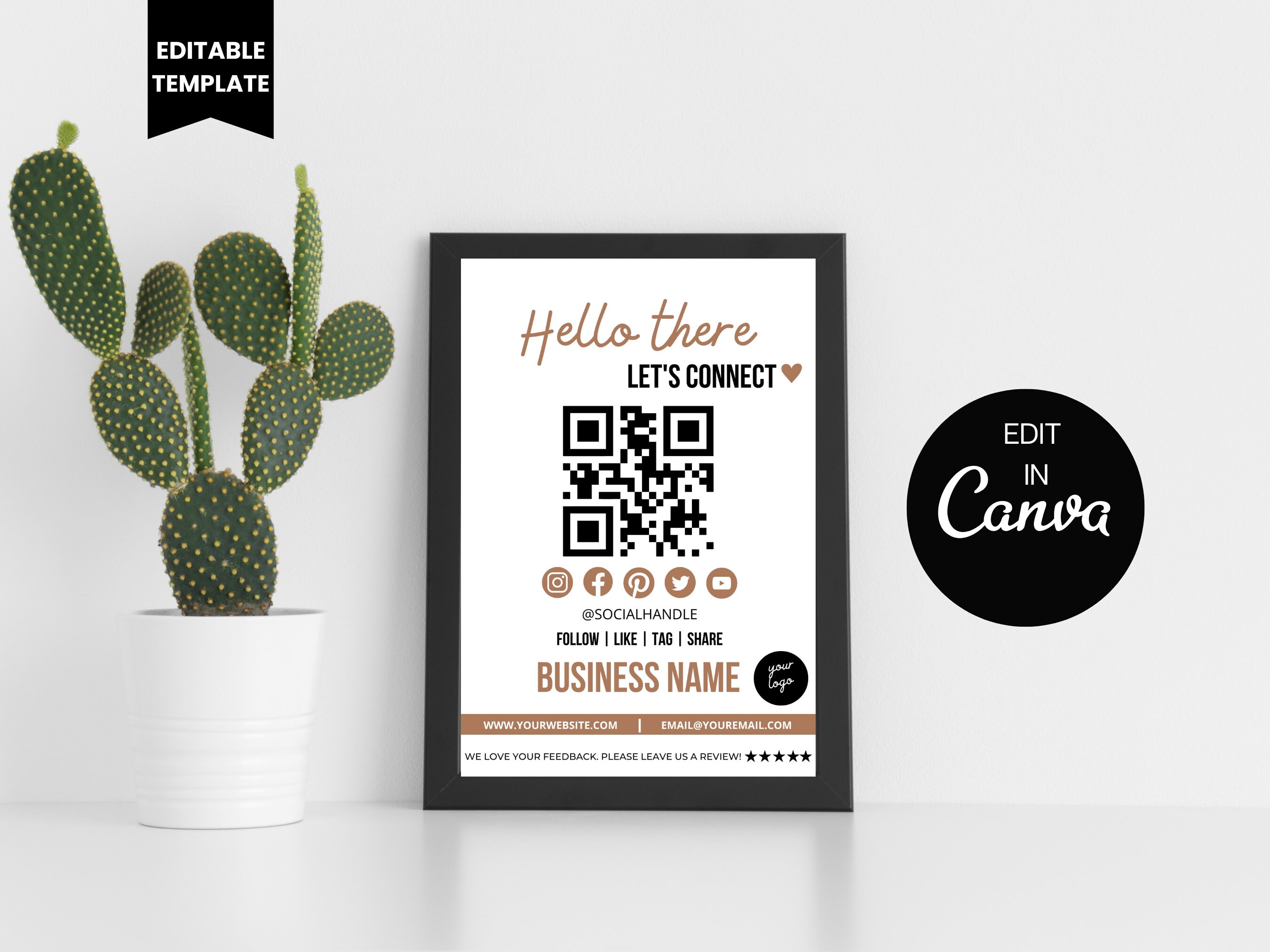 QR Code Social Media Sign Canva Template, Follow Us on Social Media ...