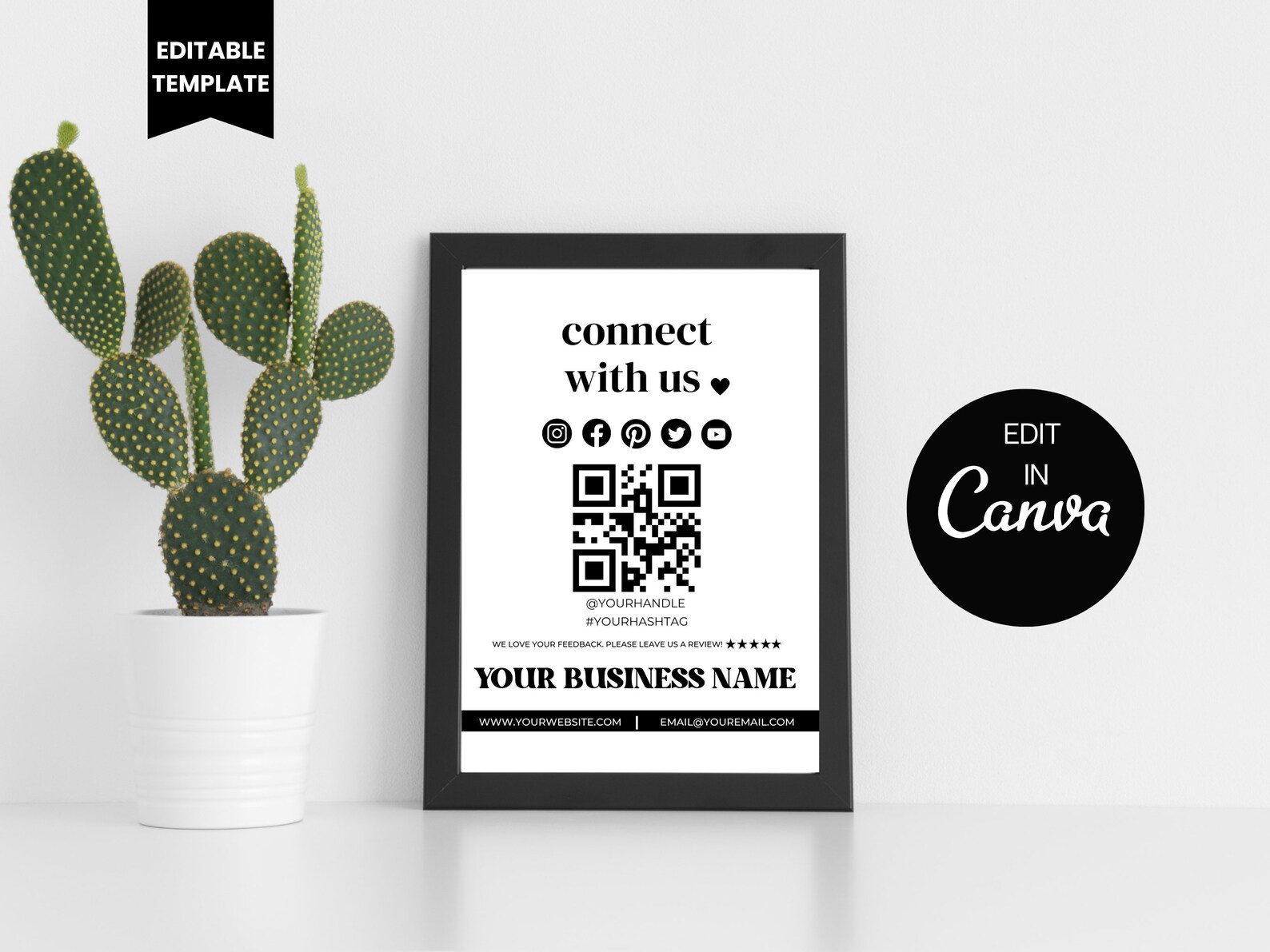 Social Media QR Code Sign Template,let's Connect on Social Media ...