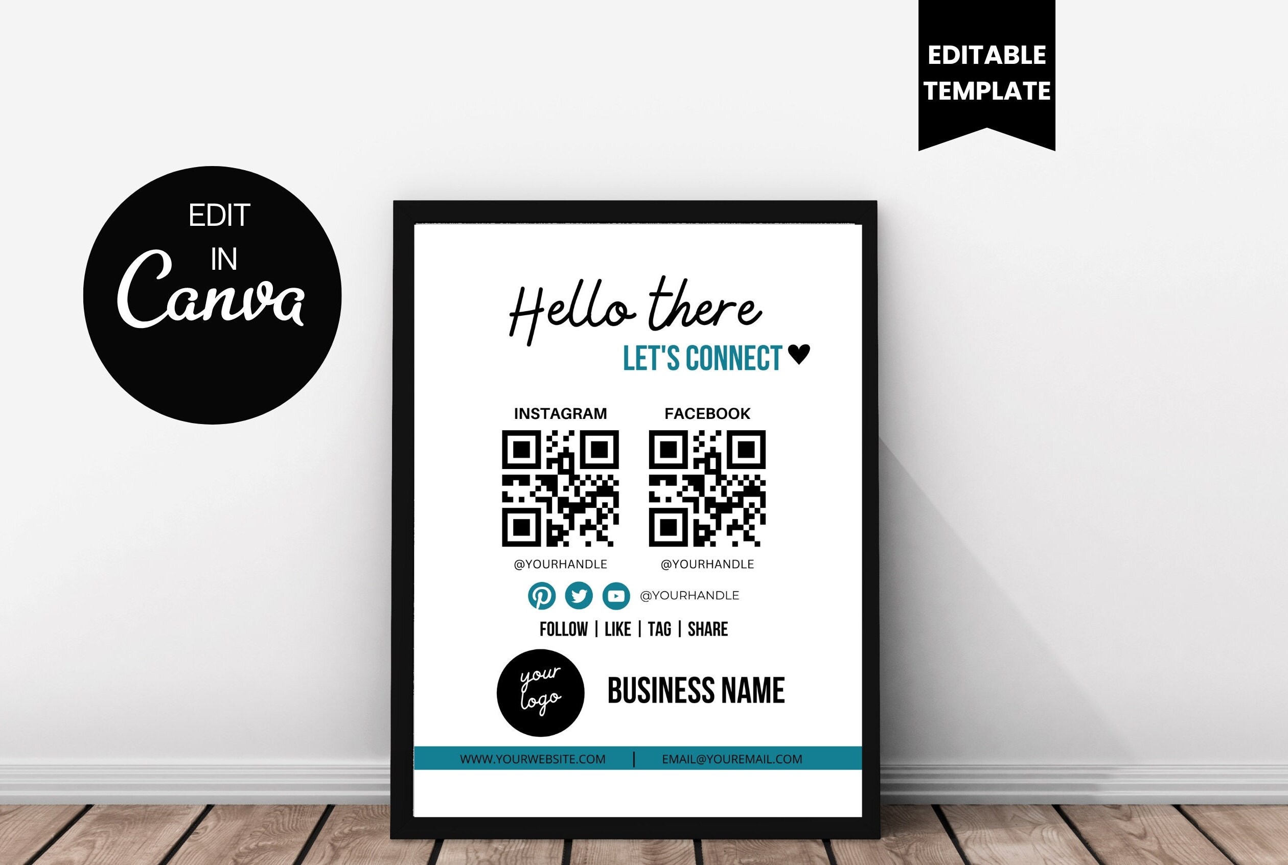 Connect With Us QR Code Sign, Connect With Us Facebook, Follow Us on ...