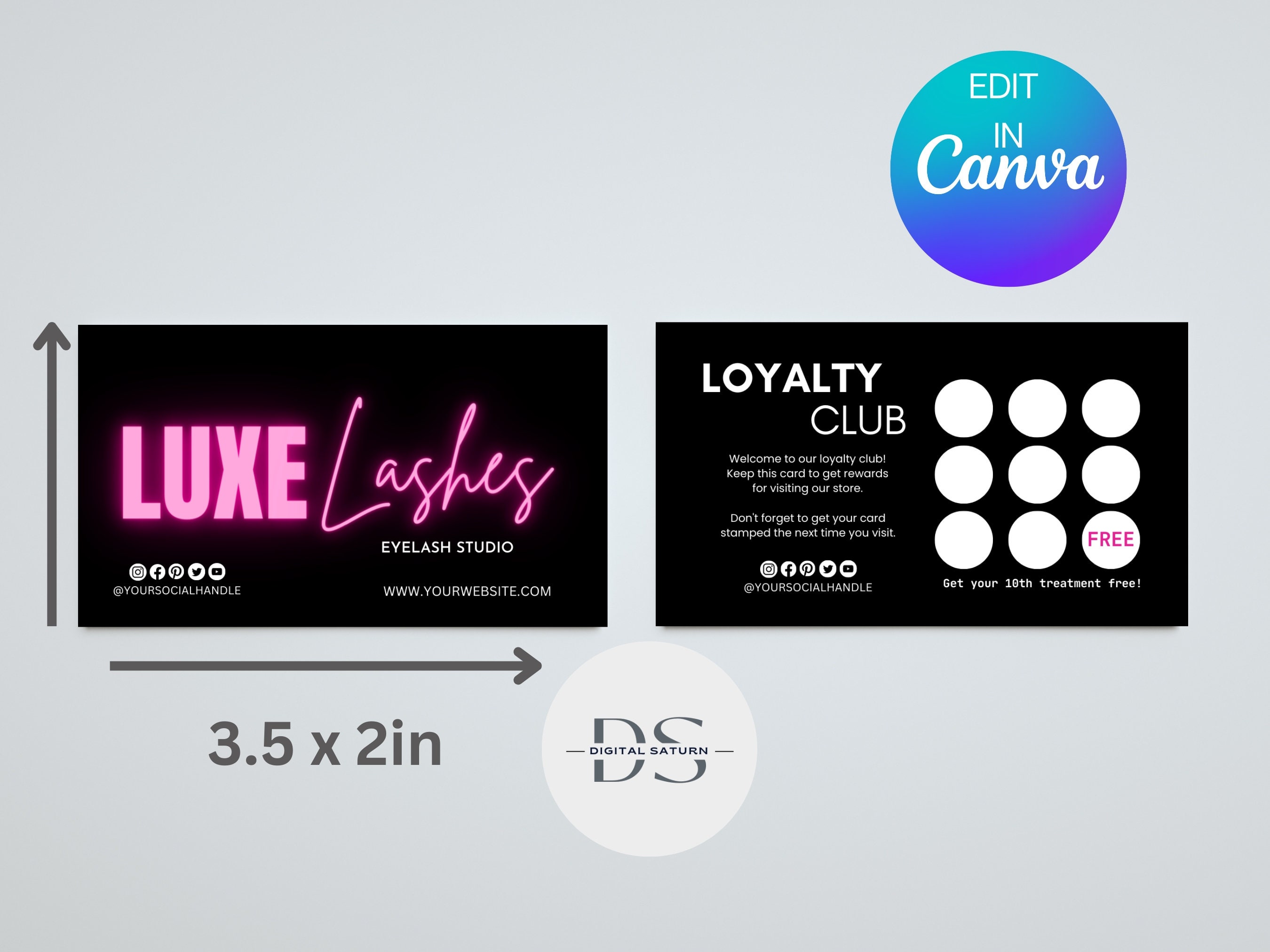 Loyalty Card Template, Credit Card Business Card, Rewards Card, Beauty ...