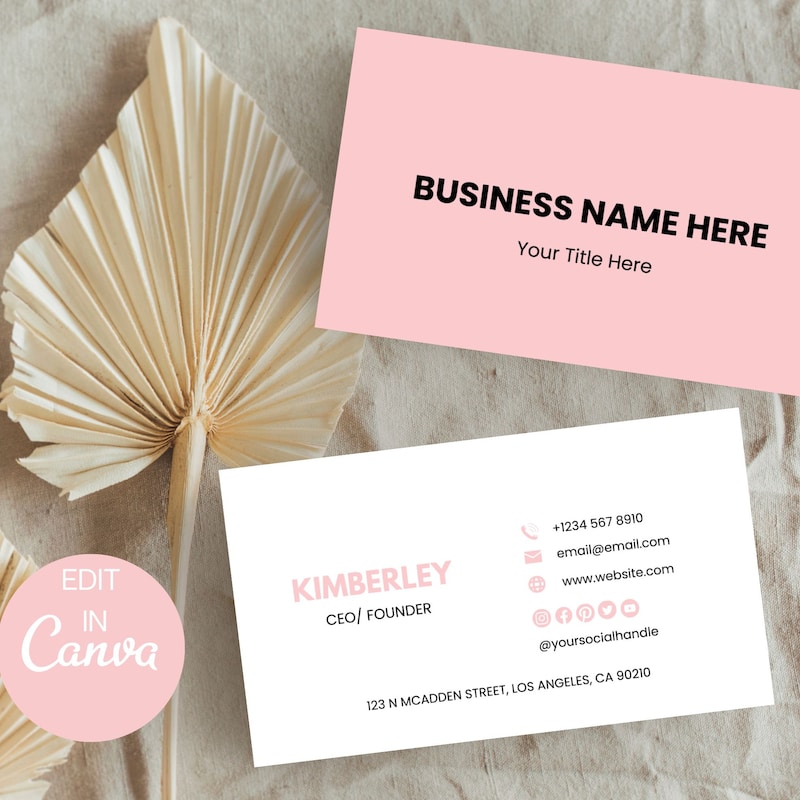 Pink Business Cards - Etsy