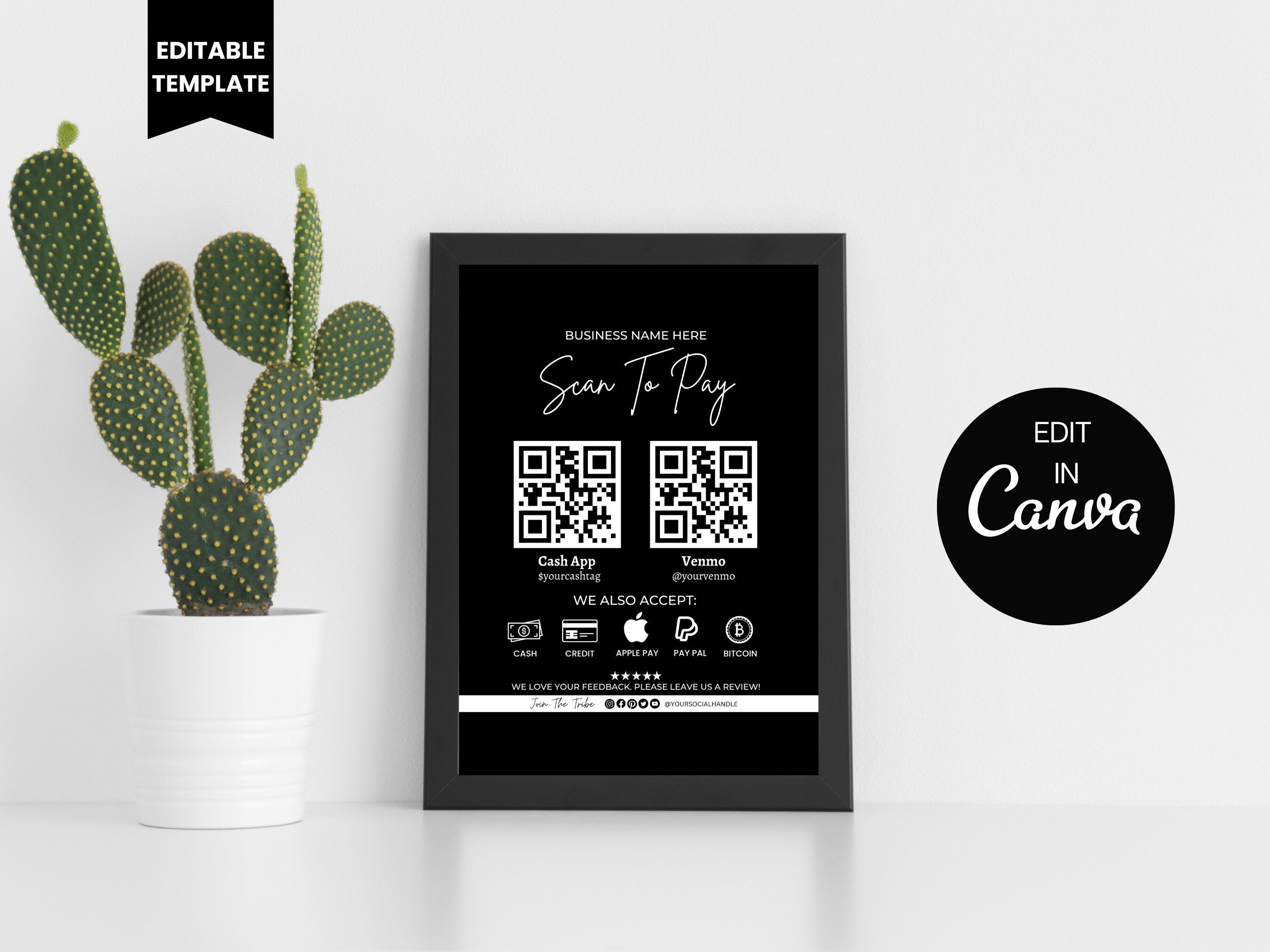 QR Code Sign Template, Scan to Pay Template, Scan to Pay Sign, Scan to ...