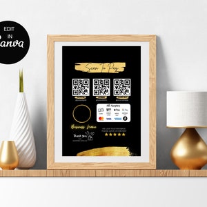 Gold Scan to Pay Template QR Code Scan to Pay Payment Sign, Editable ...