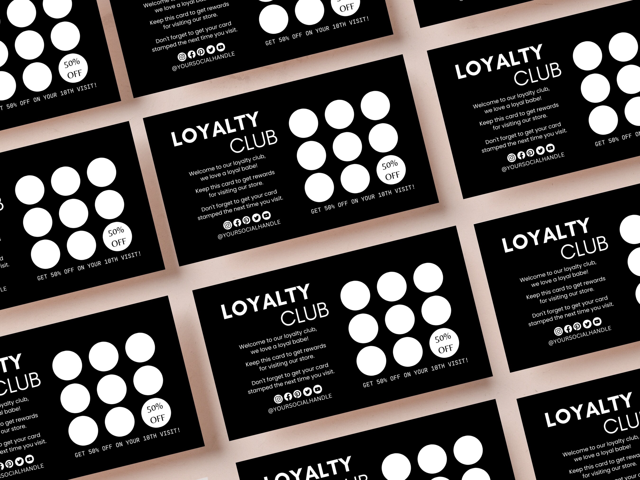 Loyalty Card Template, Black Customer Loyalty Card, Customer Rewards ...