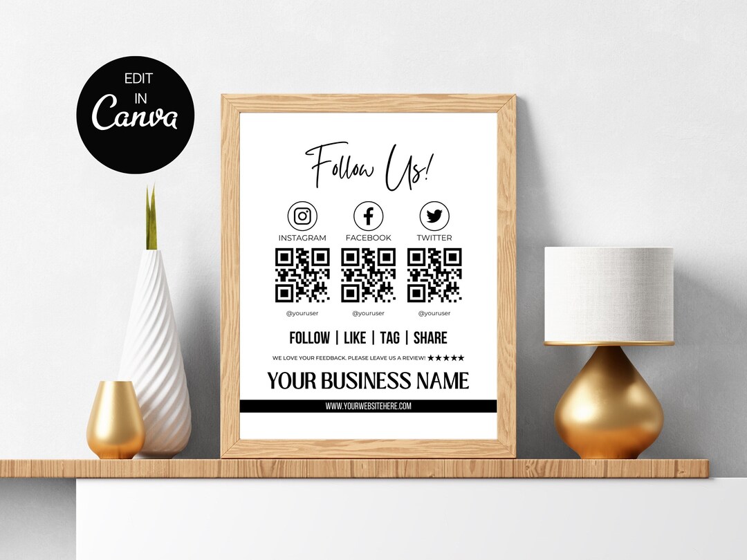 Social Media Sign Template, DIY Follow Us on Social Media, Small ...