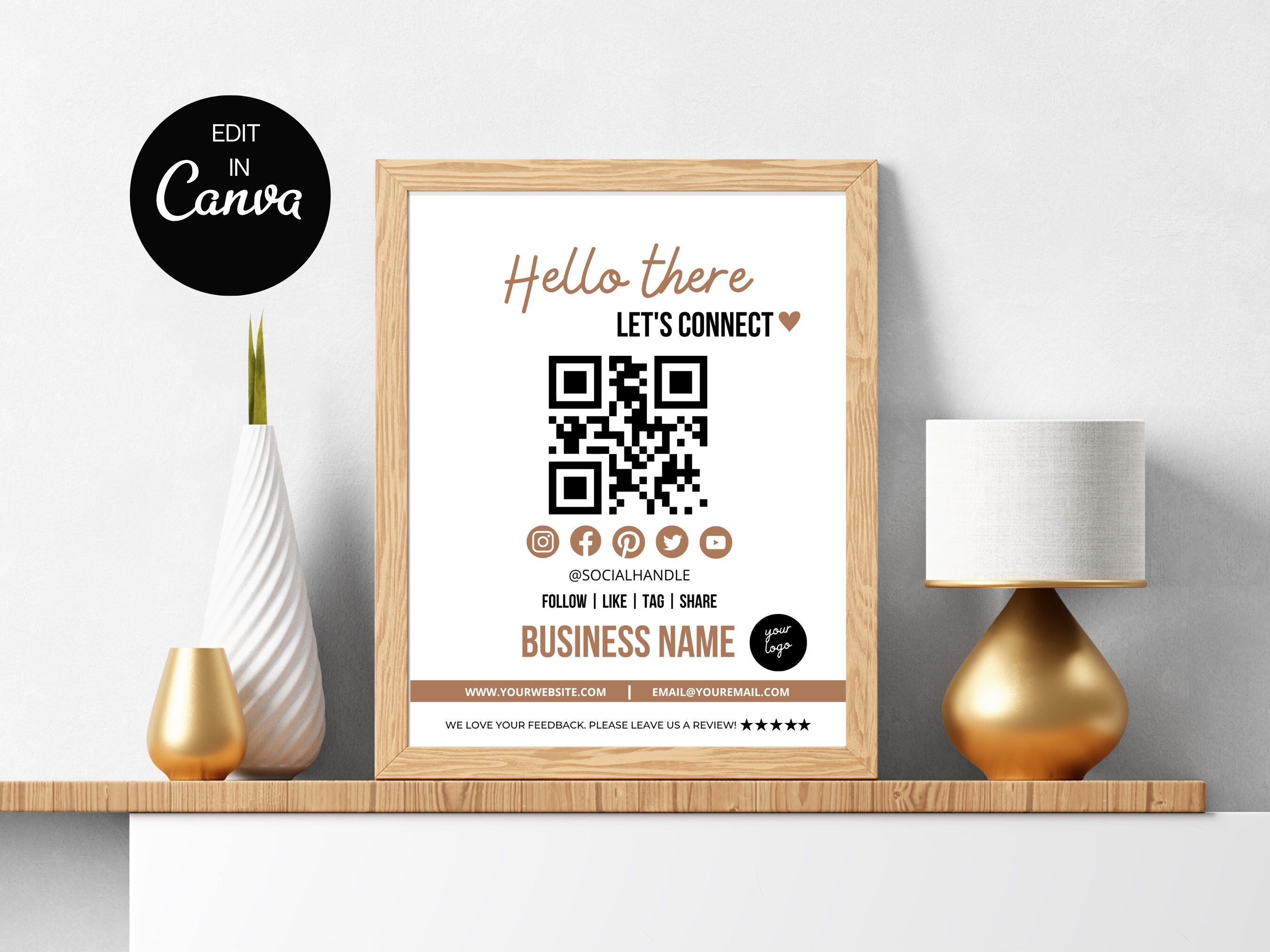 QR Code Social Media Sign Canva Template, Follow Us on Social Media ...