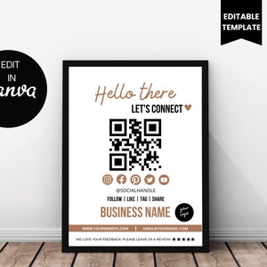 QR Code Social Media Sign Canva Template, Follow Us on Social Media ...