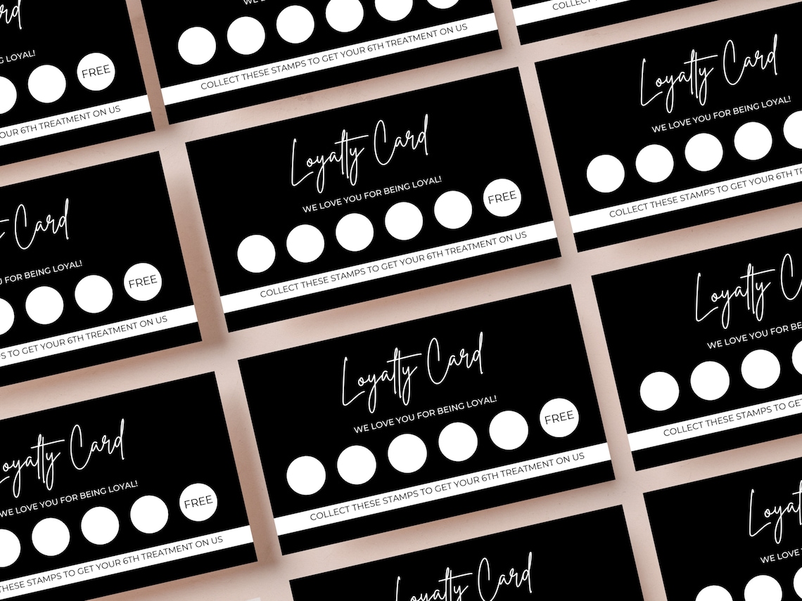 Black Loyalty Card Template, Modern Rewards Card DIY, Printable Loyalty ...