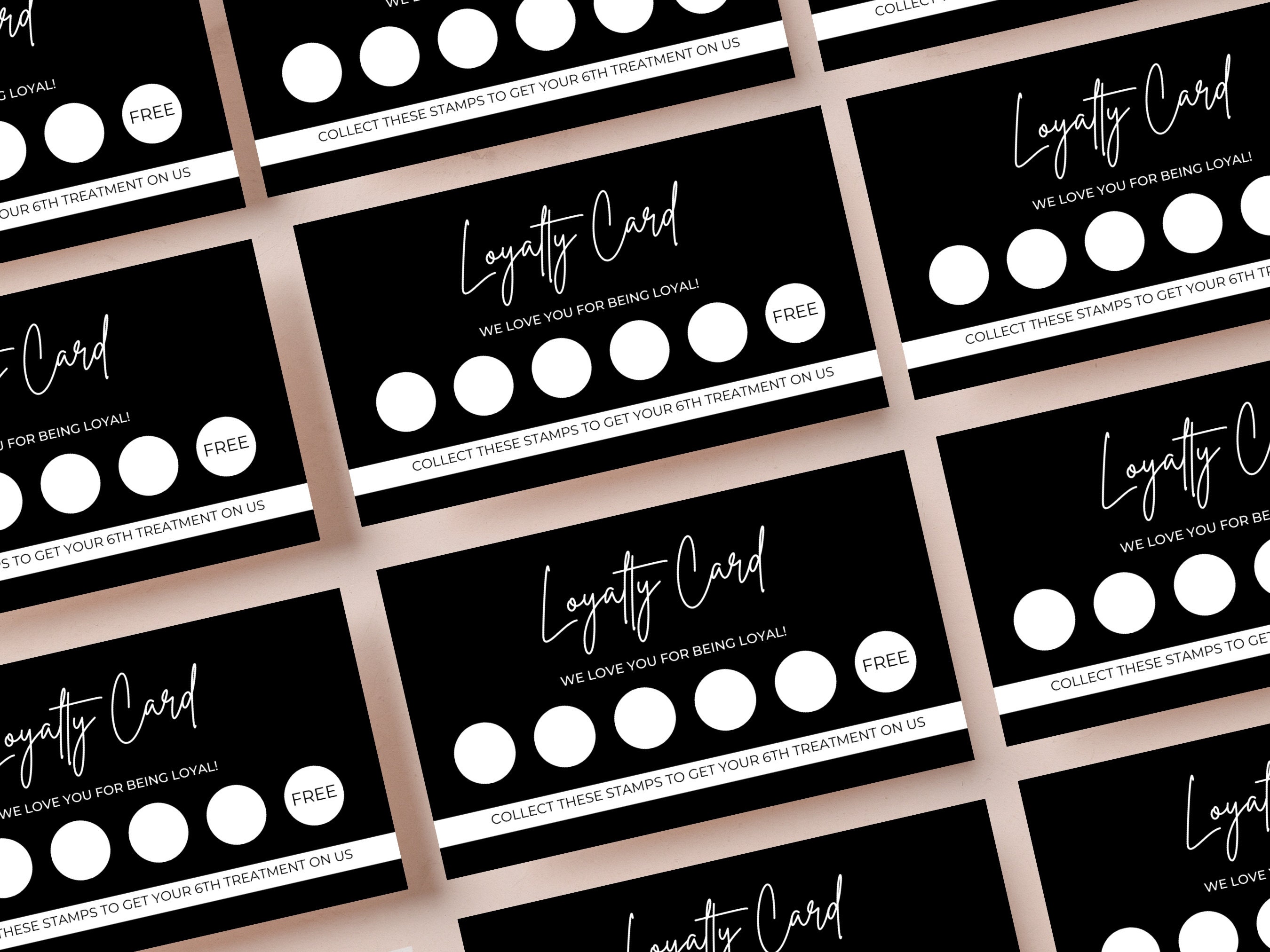 Black Loyalty Card Template, Modern Rewards Card DIY, Printable Loyalty ...
