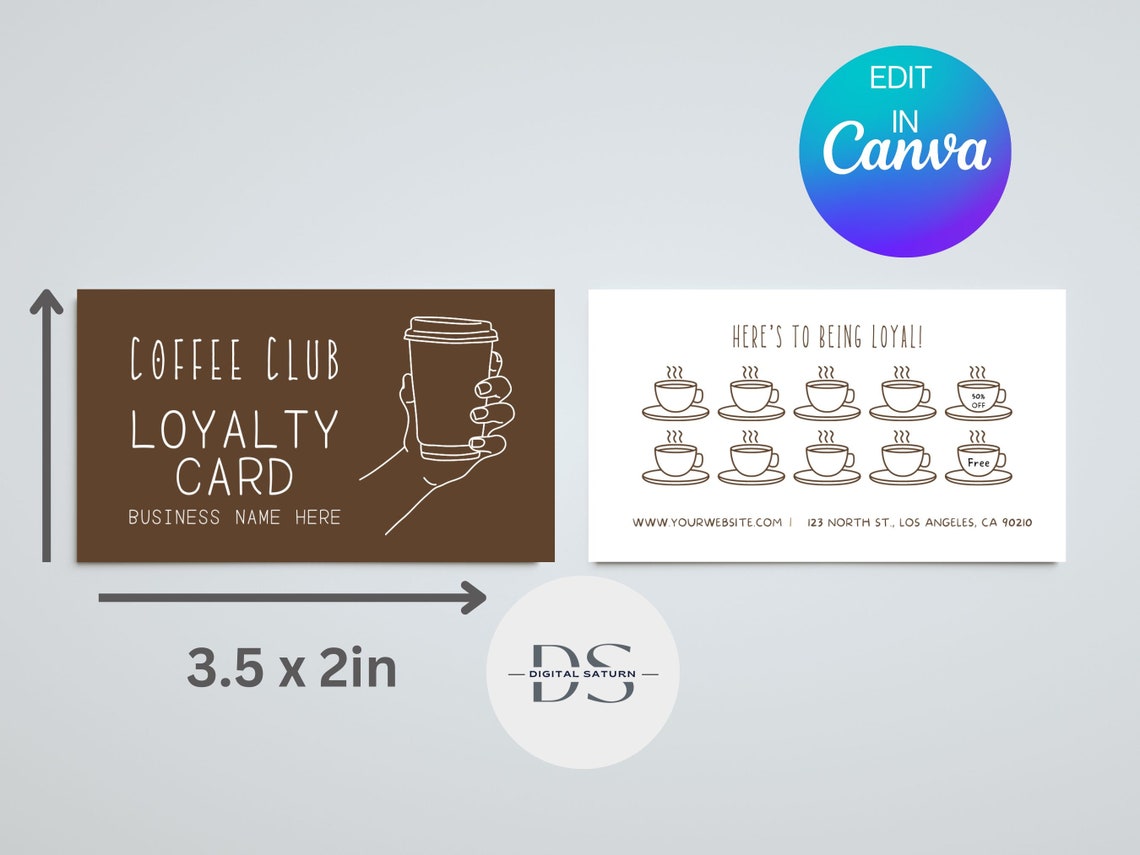 Coffee Shop Loyalty Card, Loyalty Card Template, Customer Loyalty Card ...