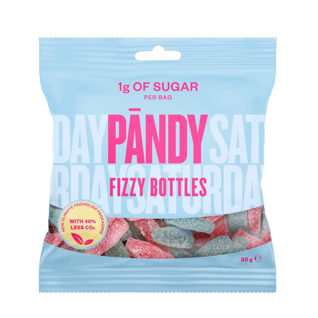Candy Fizzy Bottles 50g – Low Sugar, Only 1g per Bag – Sour & Chewy ...