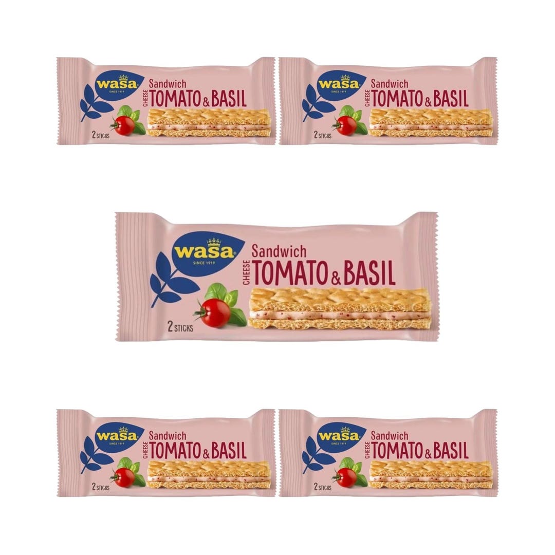 5-pack Wasa Sandwich Tomato and Basil, Swedish Crispbread Snacks ...