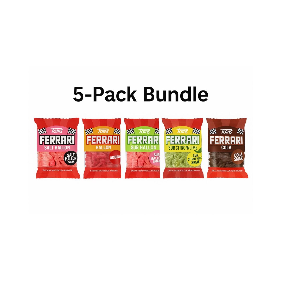Ferrari Candy Bundle by Toms – 5 Pack Swedish Gummies Mix (hallon, Salt ...