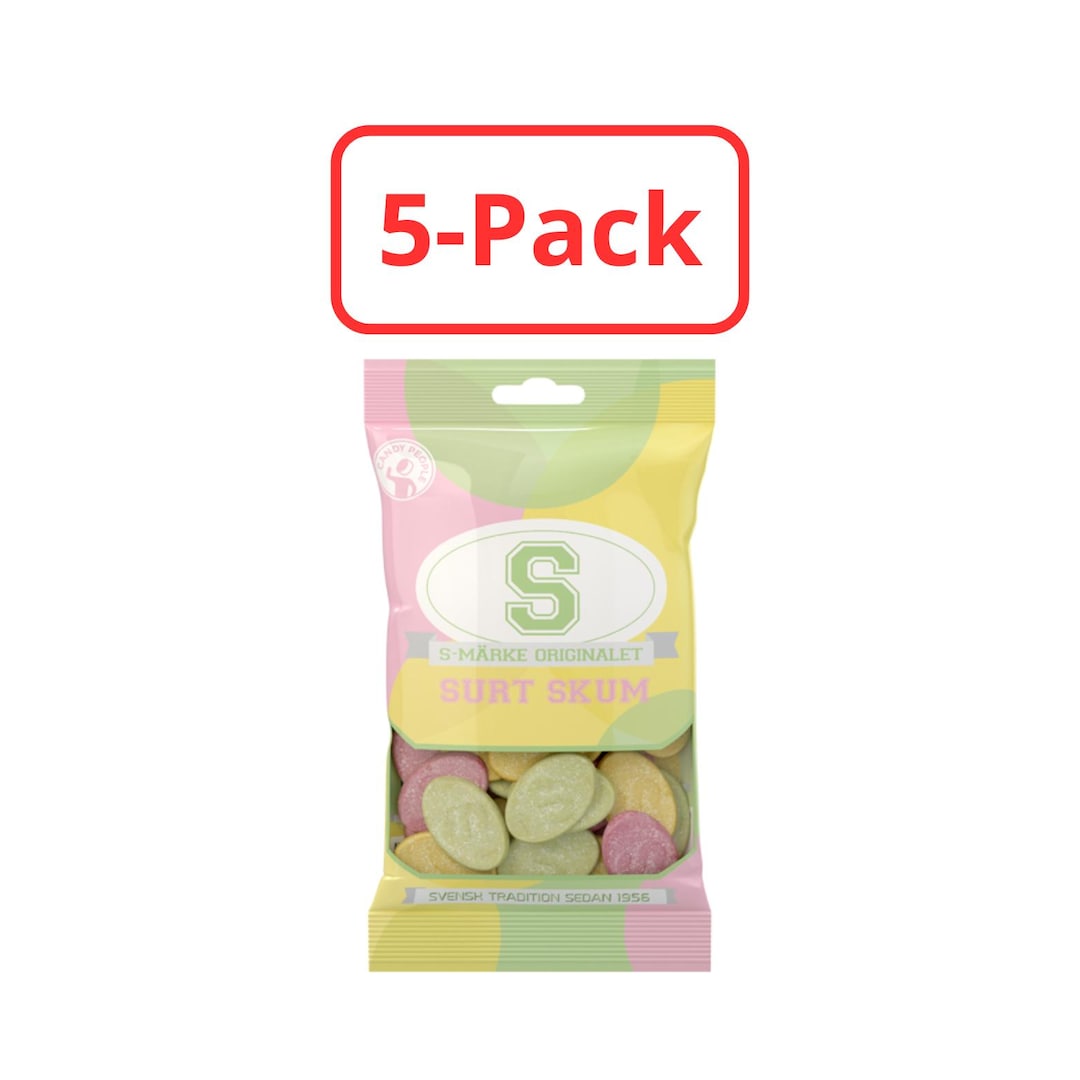 5-pack Sour Foam Candy 70g - Swedish Vegan Gummies - S-märken - Candy ...