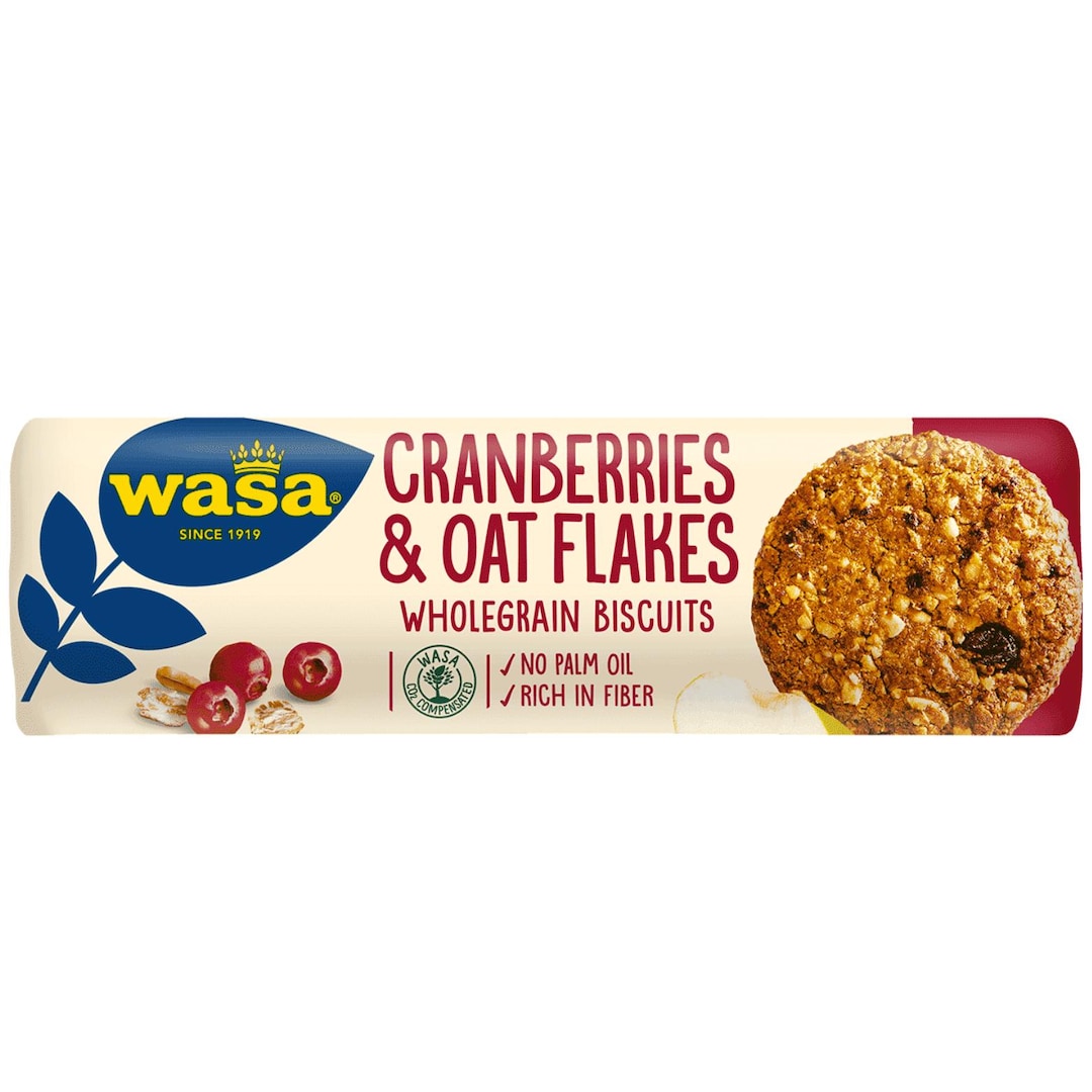 Wasa Cranberries and Oat Flakes Crispbread 230g – Whole Grain Snack ...