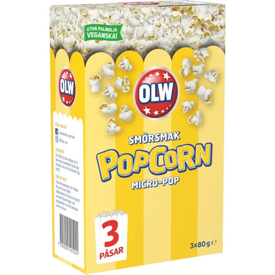 OLW Butter-flavored Microwave Popcorn 3-pack 240g – Perfect Snack ...