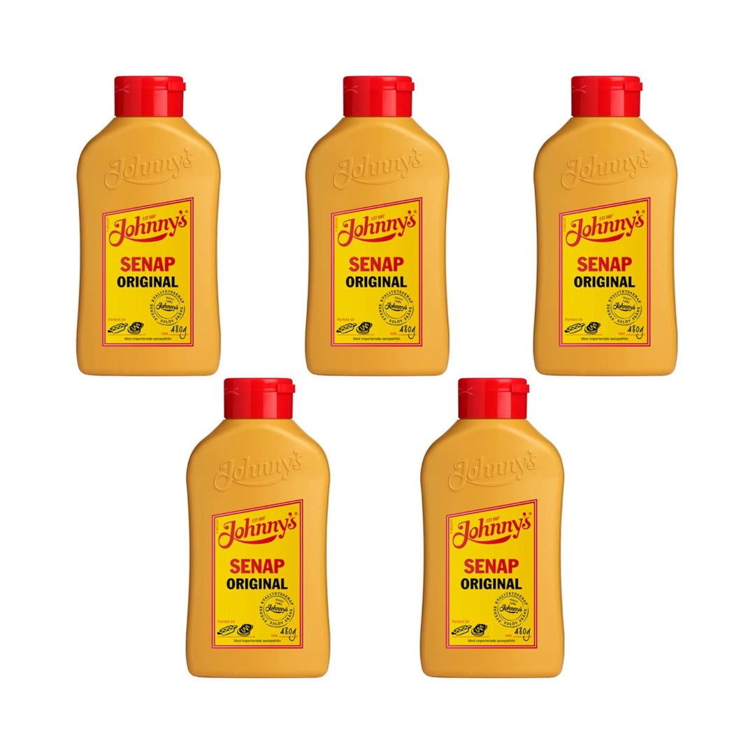 5-pack Swedish Mustard - Johnny's Original Classic Mild & Sweet Mustard ...