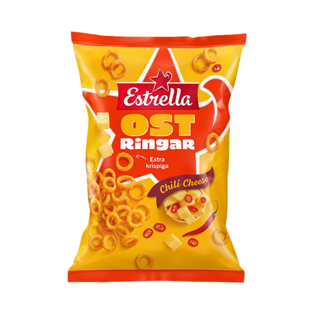 Estrella Chili Cheese String Chips: Extra Crispy Swedish Snacks (200g ...