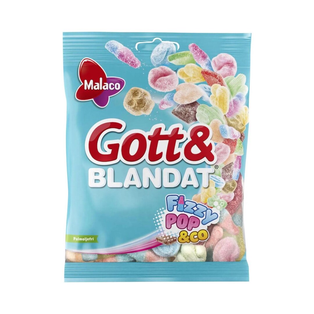 Malaco Gott Och Blandat Fizzypop & Co 130g - Swedish Fizzy Candy Mix ...