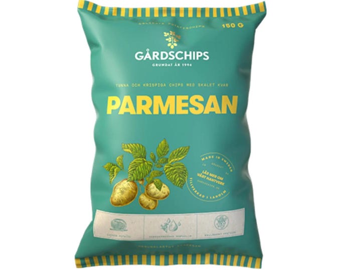 Gårdschips Parmesan Potato Chips 150g - Swedish Gourmet Cheese Snack ...