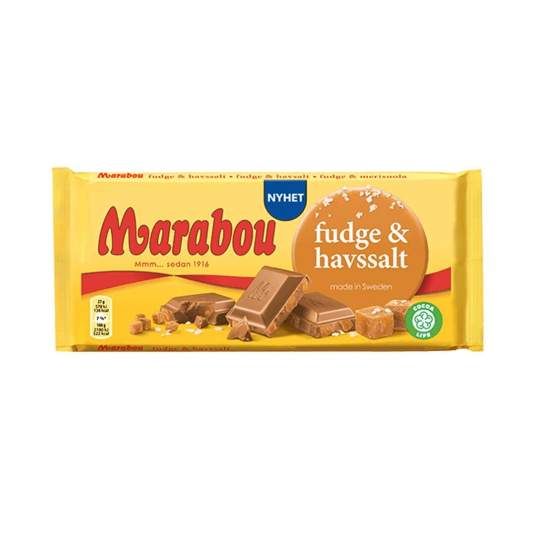 Marabou Fudge Sea Salt Chocolate Bar 185g 6.52oz Sweet & Salty Delight ...