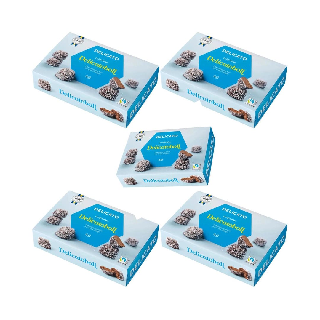 5-boxes Delicato Chocolate Coconut Balls 6-pack – Swedish Fika Treat ...
