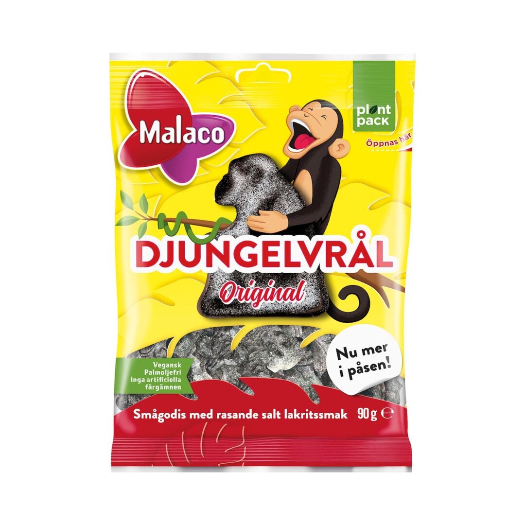 Malaco Djungelvrål Salt Licorice 90g - Swedish Salty Licorice Candy ...