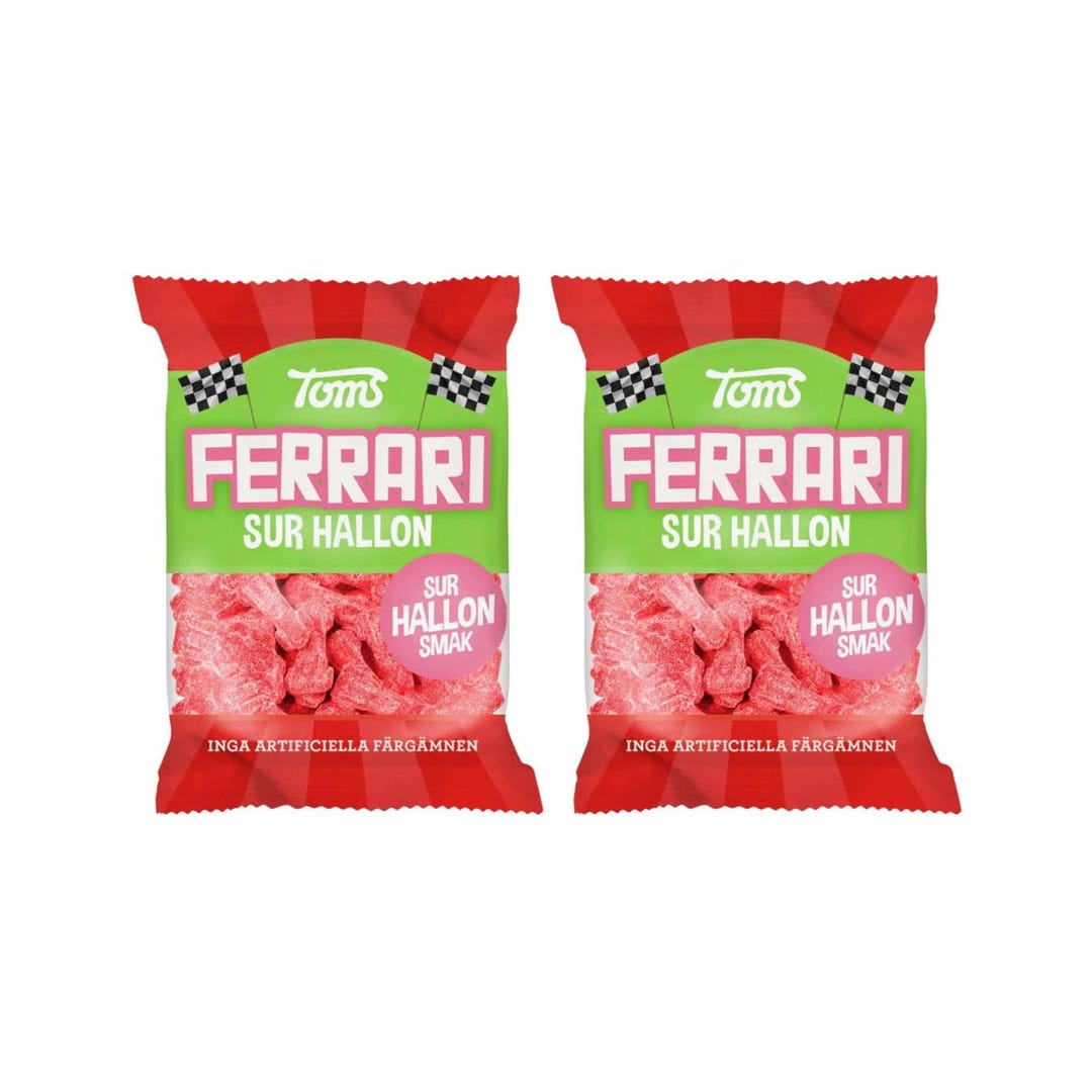 5-pack Ferrari Sour Raspberry Candy Cars 120g - Swedish Treat by Toms ...