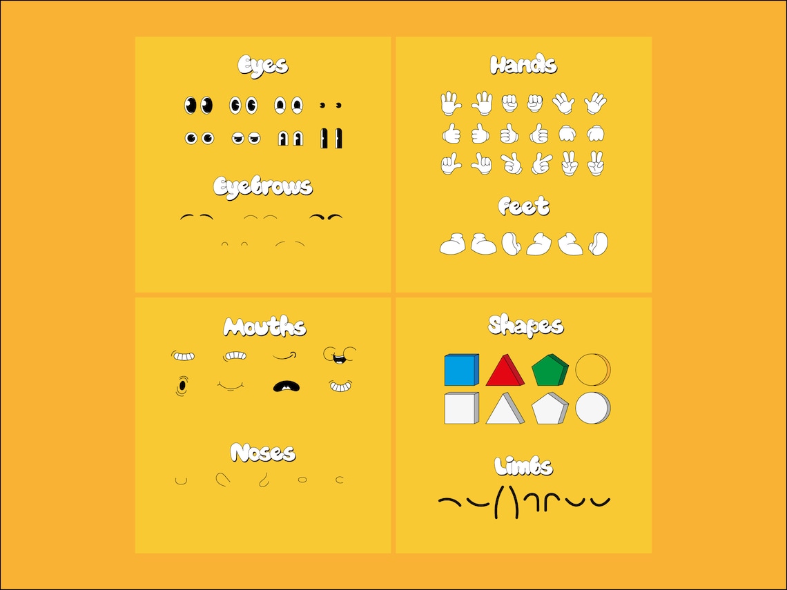 Vintage Cartoon Digital Asset Pack - Etsy