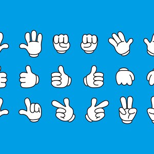 Vintage Cartoon Hands Digital Asset Pack | Hand Drawn Illustrations for ...