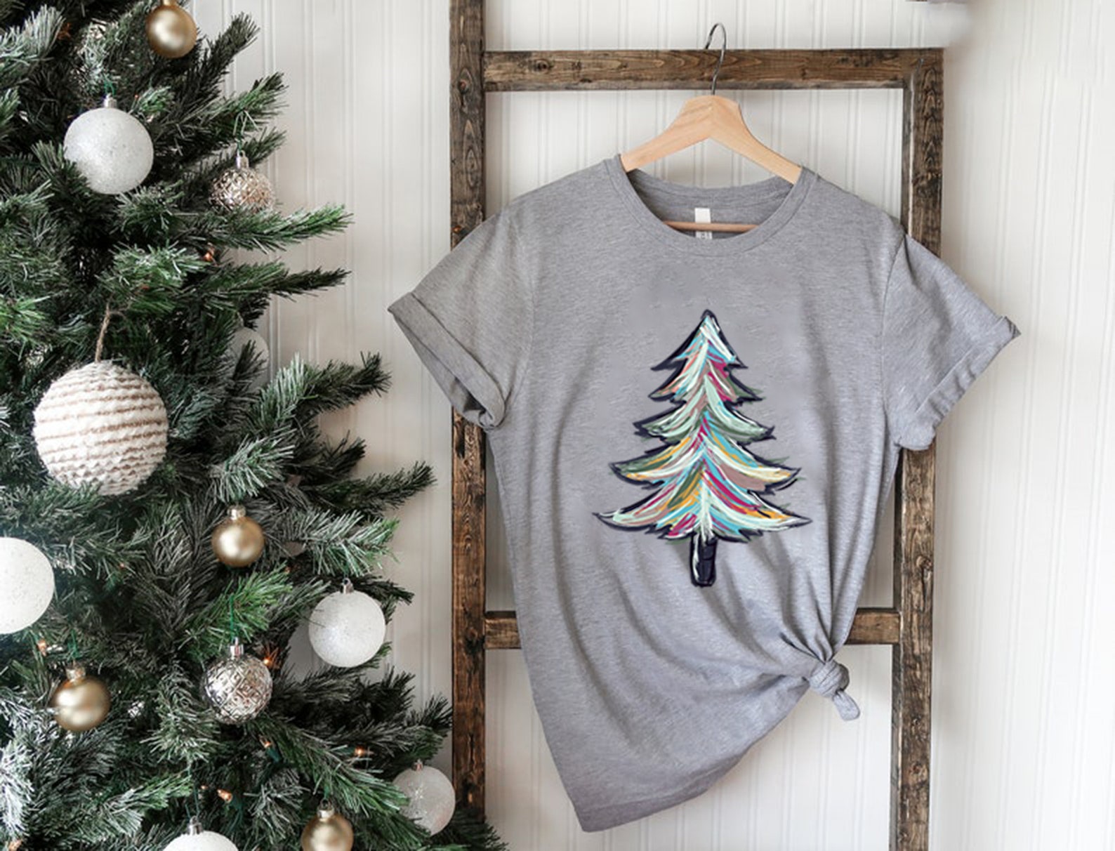Distressed Christmas Tree, Cute Winter Christmas Shirt, Grungy Tree ...