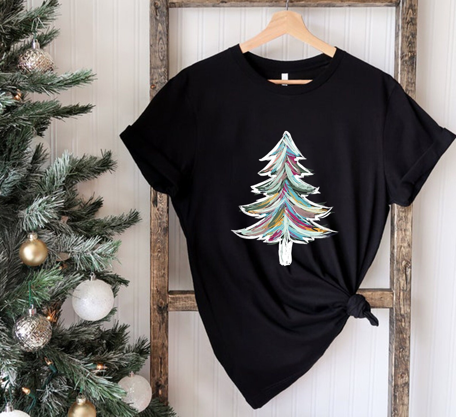 Distressed Christmas Tree, Cute Winter Christmas Shirt, Grungy Tree ...
